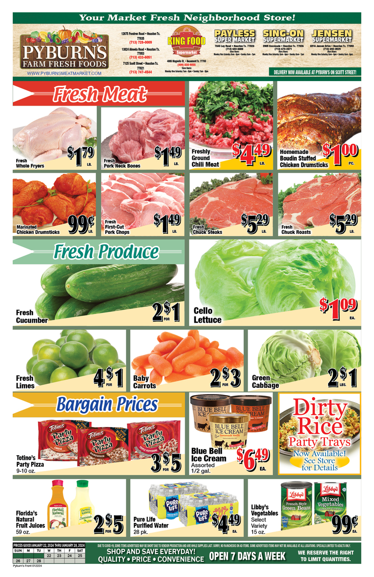 Print Weekly Specials | Pyburn's Foods | JAN 22- JAN 28 2025